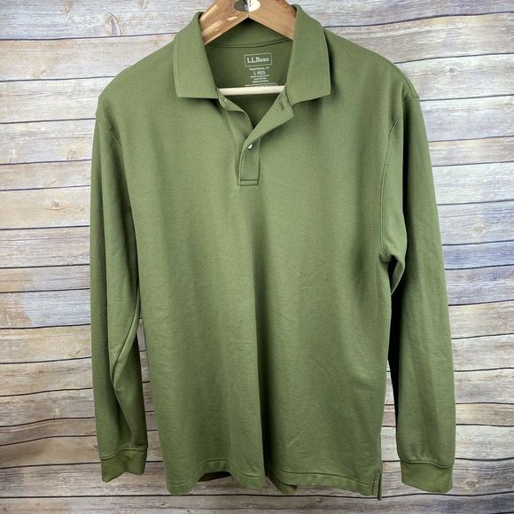 L.L. Bean | Shirts | Ll Bean Traditional Fit Long Sleeve Rugby Polo L | Poshmark